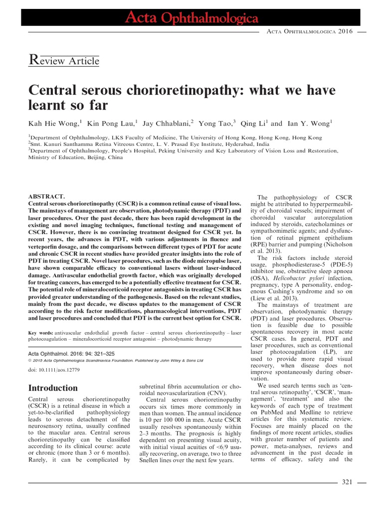 Acta Ophthalmologica - 2015 - Wong - Central Serous Chorioretinopathy ...