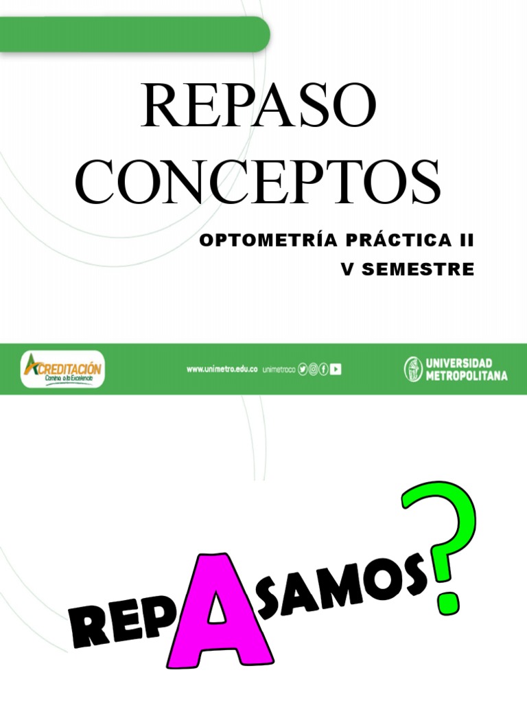 Repaso Conceptos: Optometría Práctica Ii V Semestre | PDF | Percepción ...