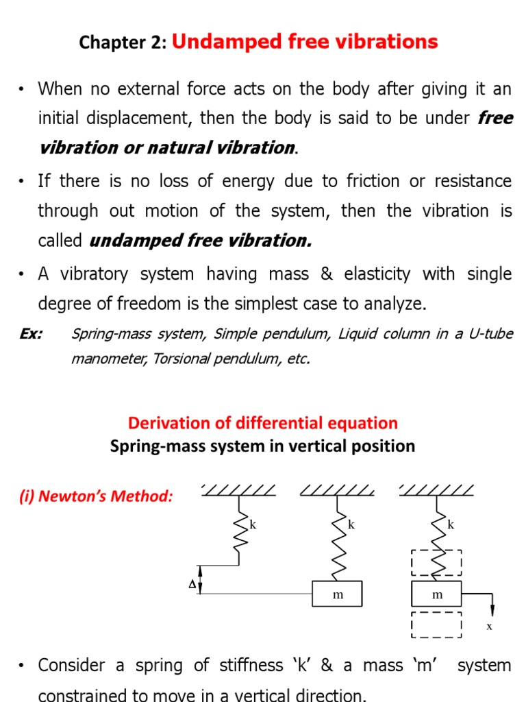 Undamped Free Vibrations: Free Vibration or Natural Vibration | PDF ...