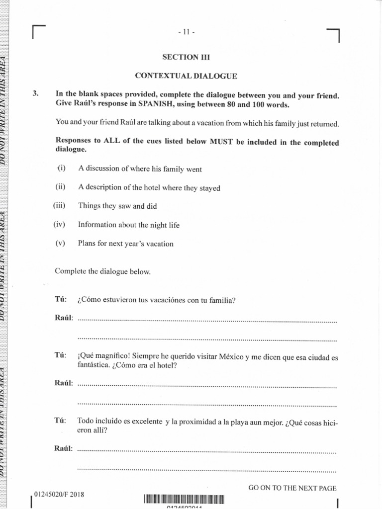 Spanish 2018 Dialogue | PDF