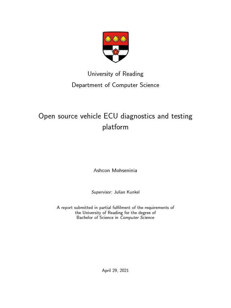 Open Source Vehicle ECU Diagnostics and Testing Platform: University of ...