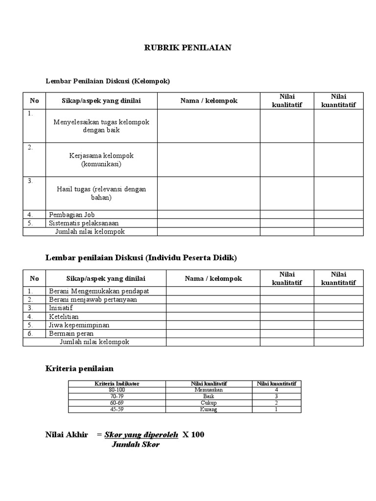 Rubrik Penilaian | PDF