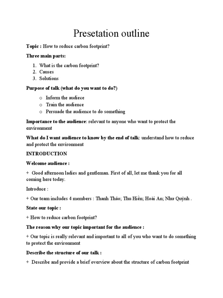 Presetation Outline - Nhóm 8 | PDF