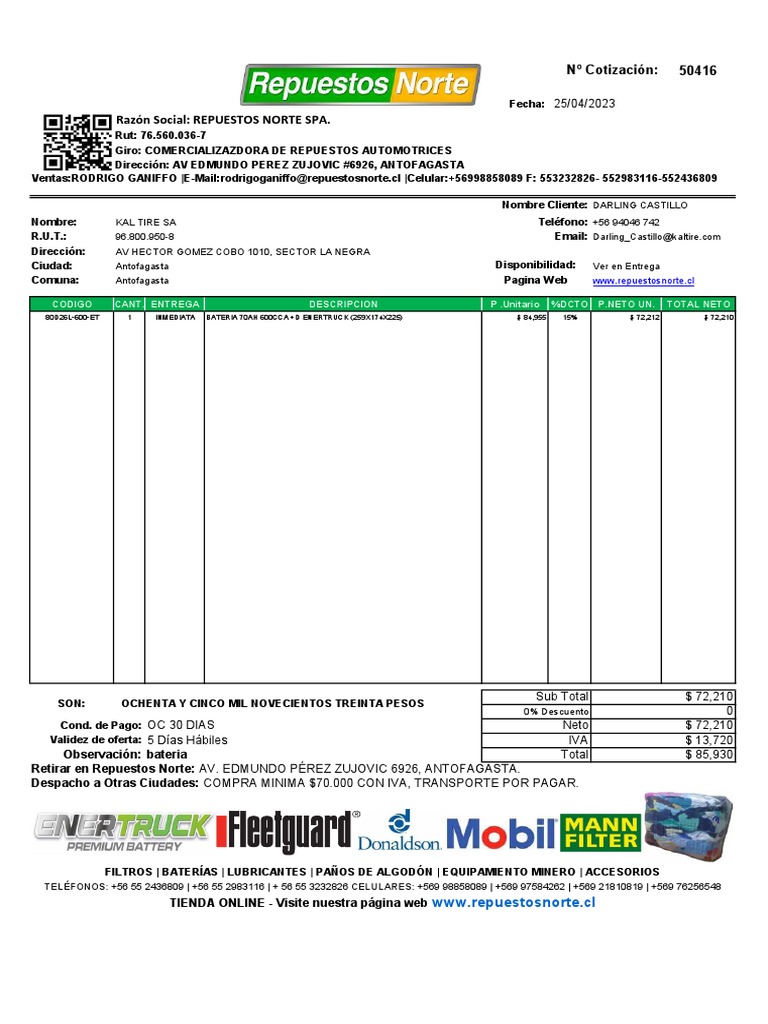 #Cotización:: Codigo Cant. Entrega P .Unitario Total Neto Descripcion | PDF