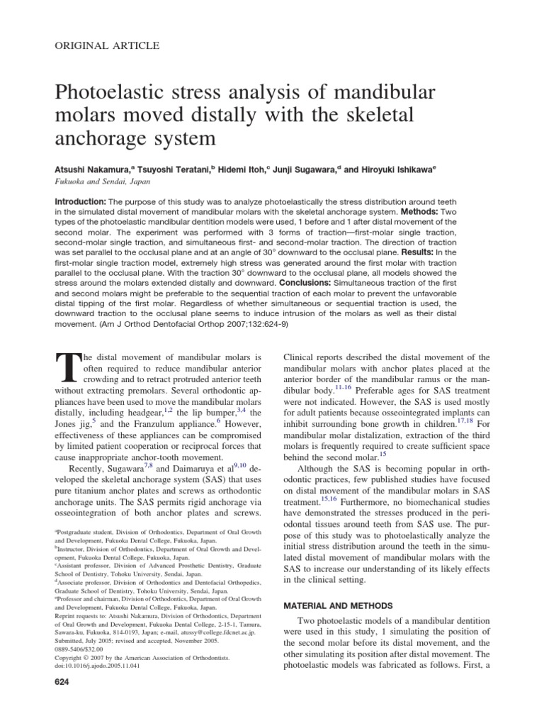 Photoelastic Stress Analysis of Mandibular | PDF | Orthodontics | Stress (Mechanics)
