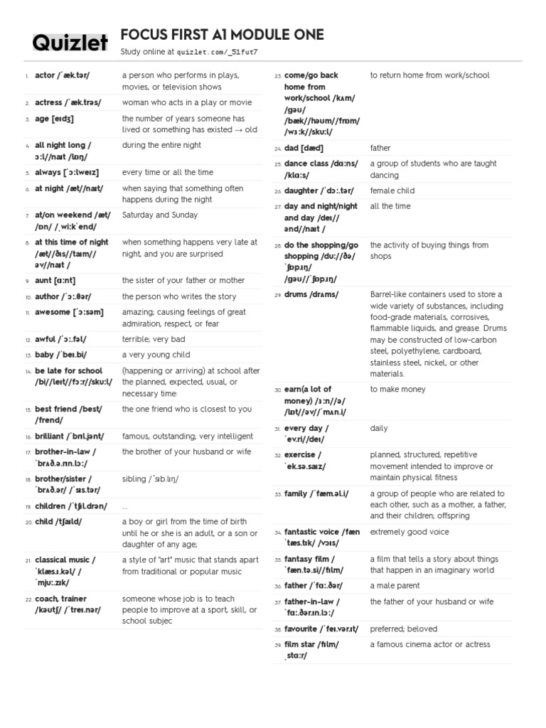 Focus A1 Module One | PDF
