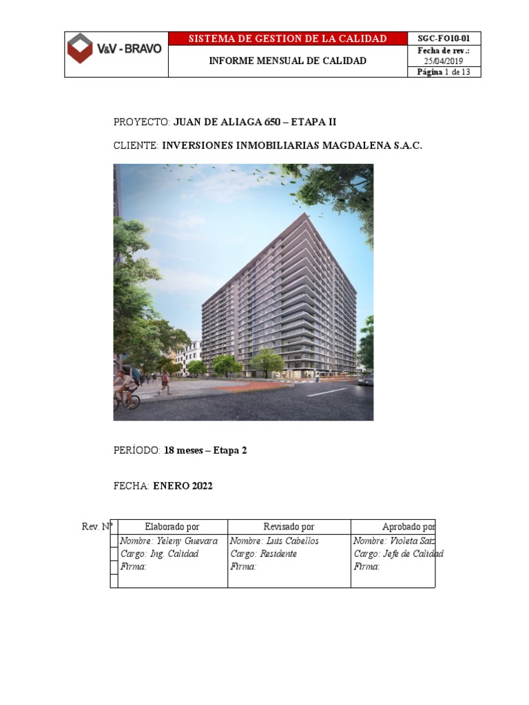 Proyecto: Juan de Aliaga 650 - Etapa Ii Cliente: Inversiones Inmobiliarias Magdalena S.A.C | PDF ...
