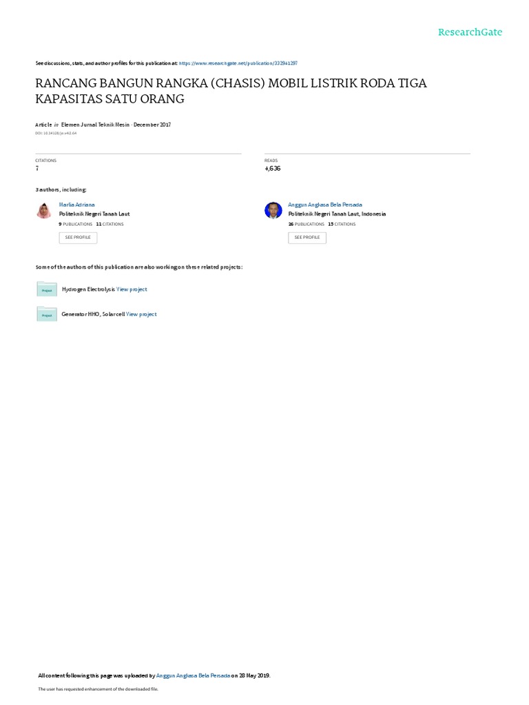 Rancang Bangun Rangka (Chasis) Mobil Listrik Roda Tiga Kapasitas Satu ...