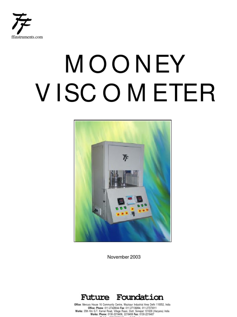 Mooney Viscometer Specifications and Use | PDF | Viscosity | Shear Stress