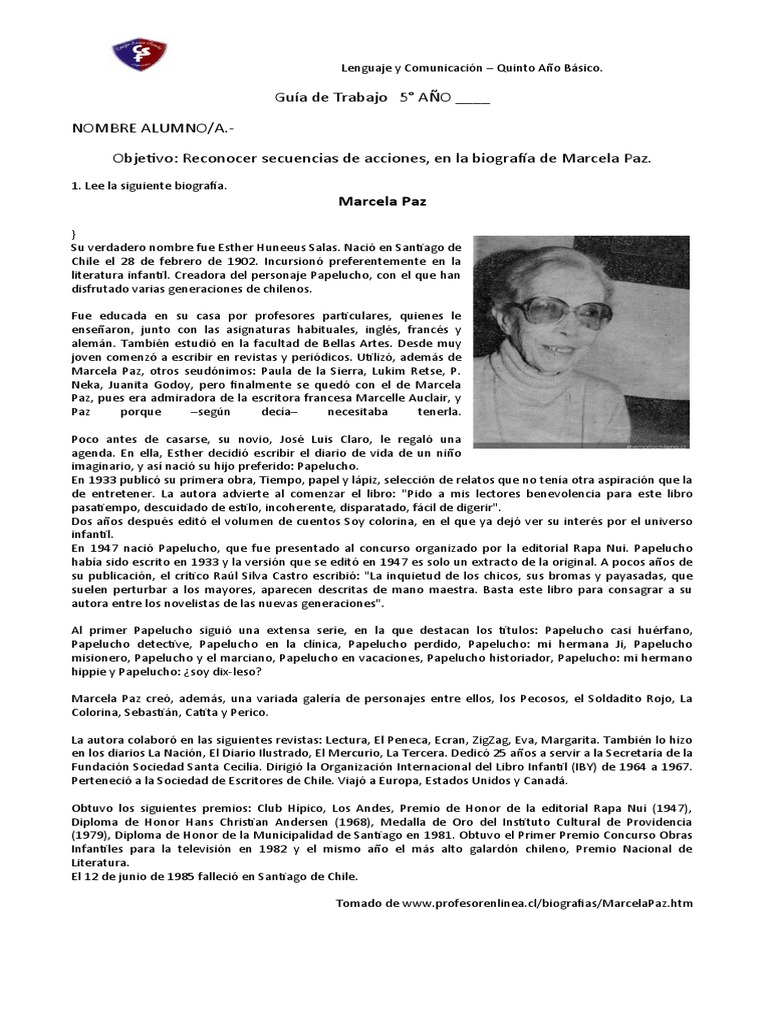 Biografía de Marcela Paz: Papelucho y Más | PDF
