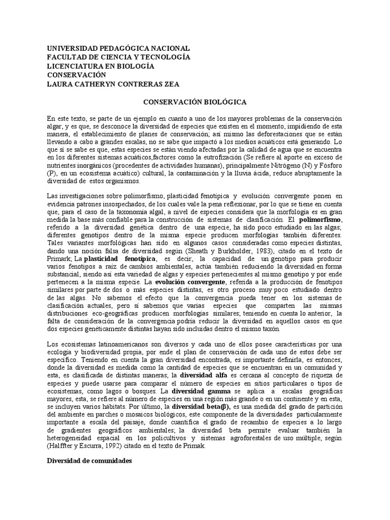 Resumen Primak | PDF | Biodiversidad | Red alimentaria