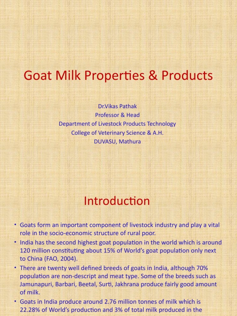 Goat Milk Properties & Products | PDF | Milk | Cheese