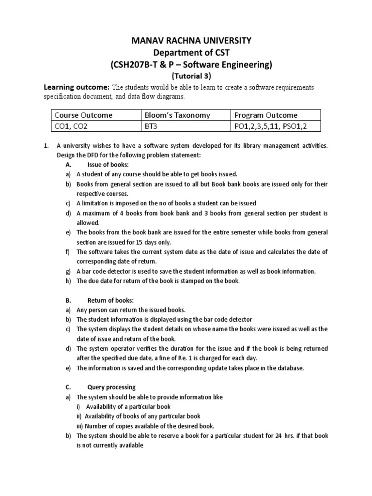 Tutorial 3 - DFDs and SRS | PDF | Computing | Information Technology Management