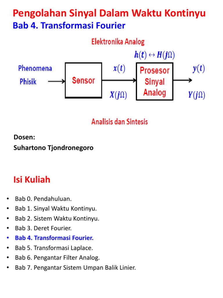 Pengolahan Sinyal Dalam Waktu Kontinyu: Bab 4. Transformasi Fourier | PDF