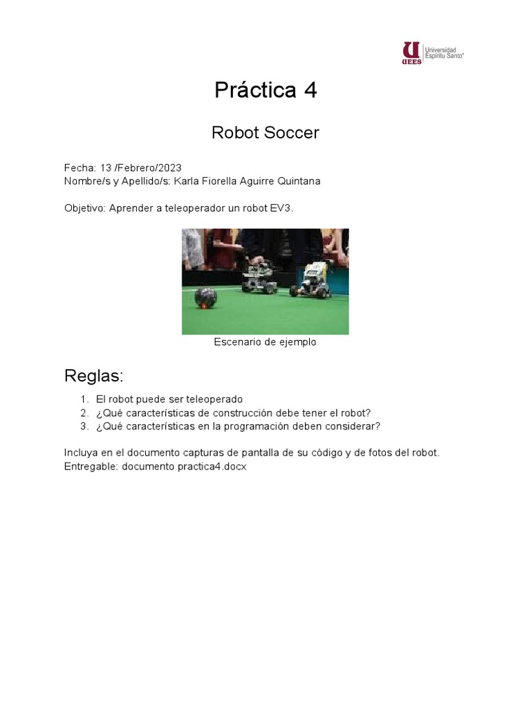 Practica 04 - Robot Soccer | PDF
