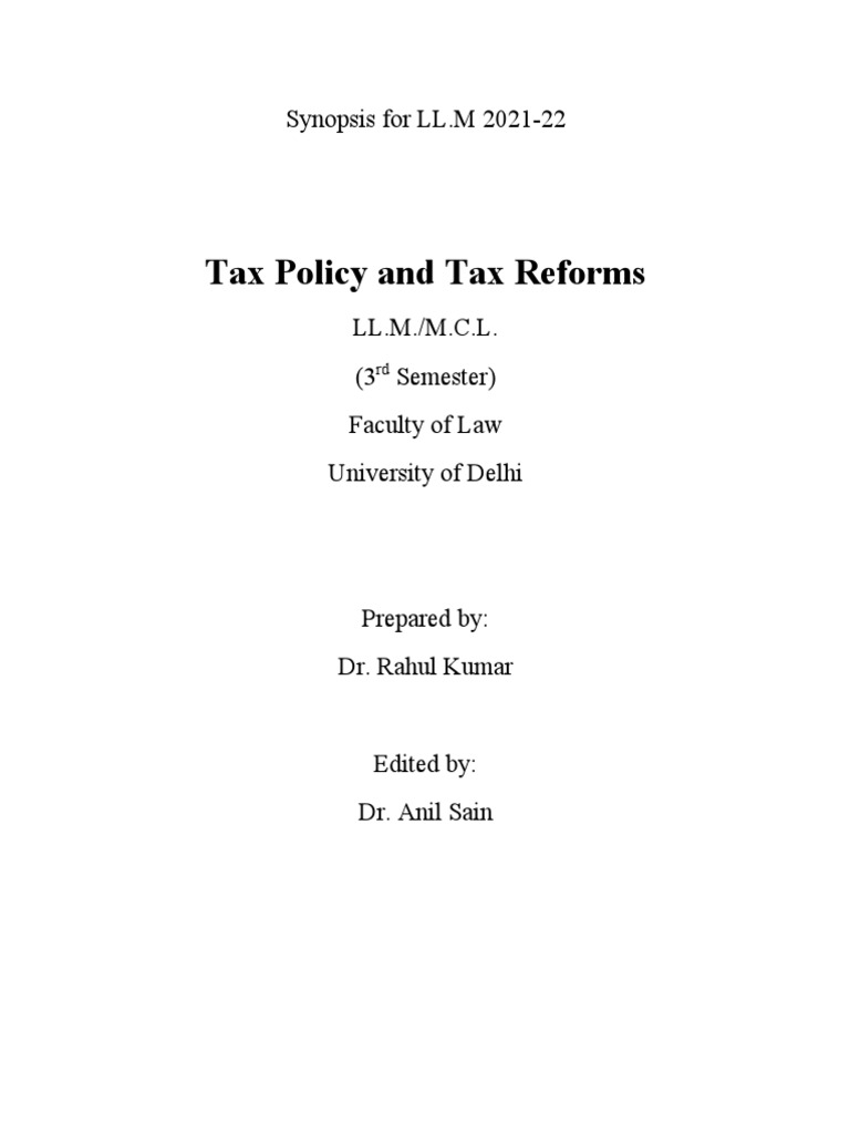 LL.M. Tax Policy Overview 2021-22 | PDF | Taxes | Direct Tax