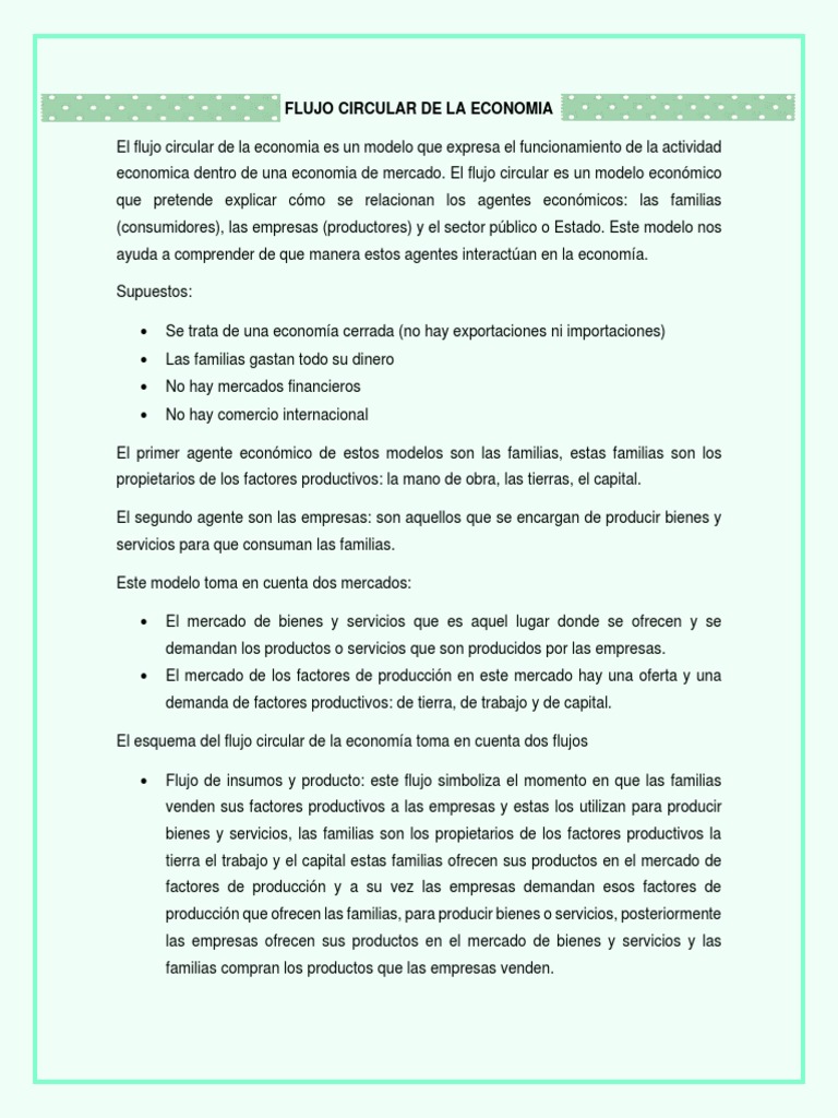 Flujo Circular de La Economia | PDF | Mercado (economía) | Factores de producción