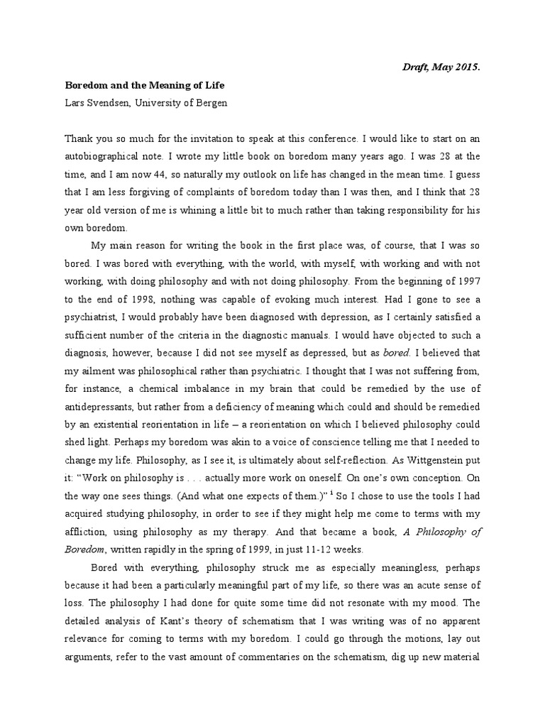 Boredom and The Meaning of Life | PDF