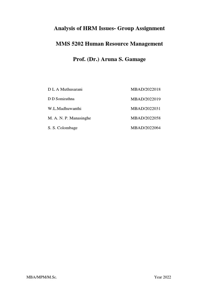 MMS 5202 Group Assignment | PDF | Human Resource Management | Employment