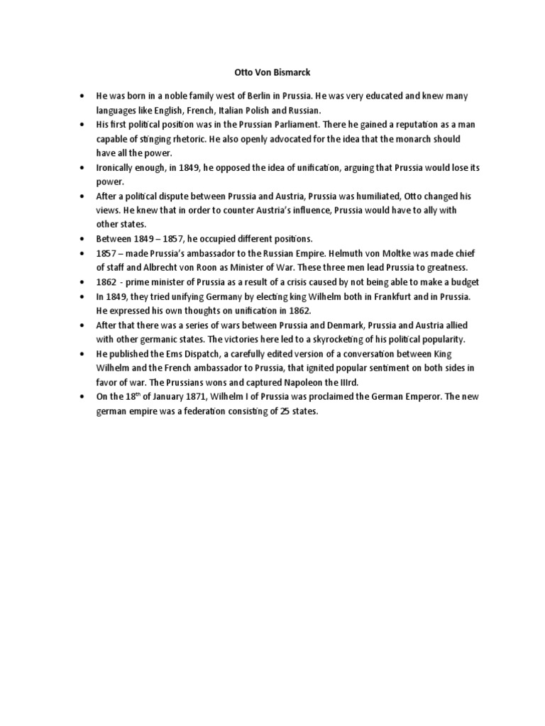 Otto Von Bismarck | PDF