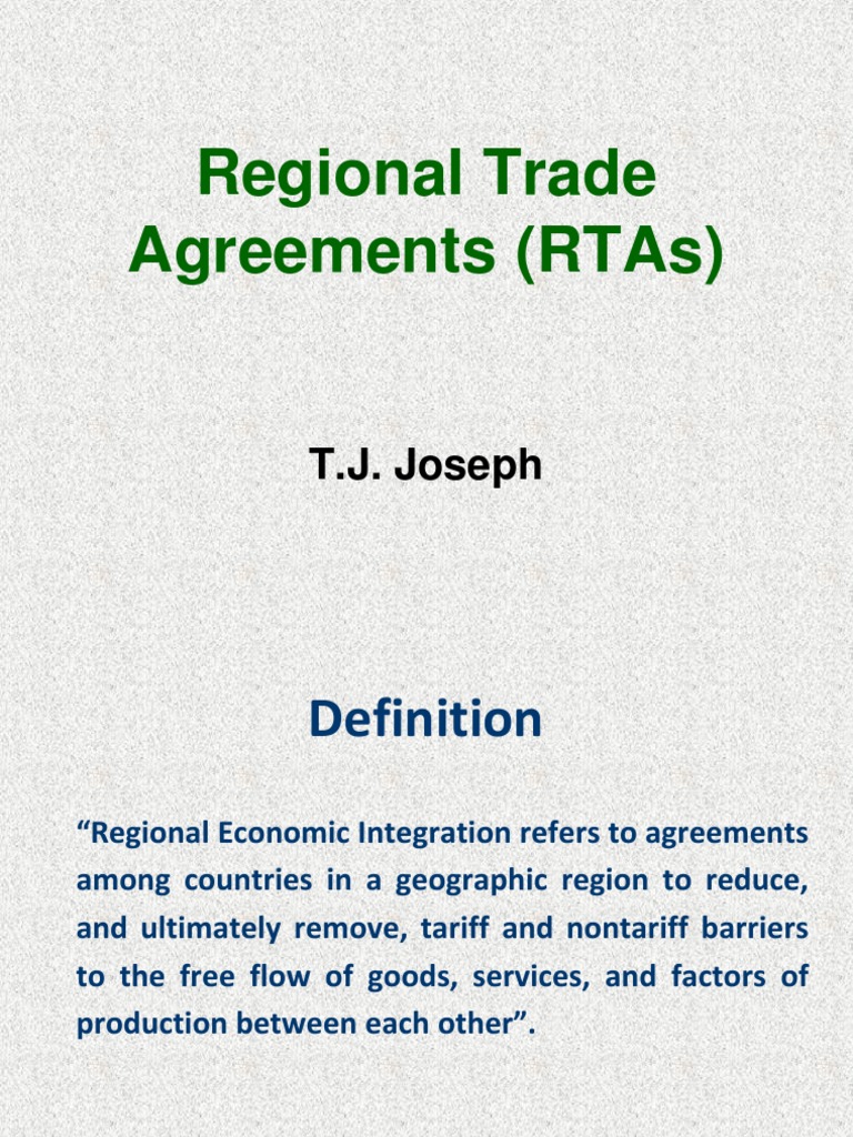 Regional Trade Agreements (Rtas) : T.J. Joseph | PDF | World Trade ...