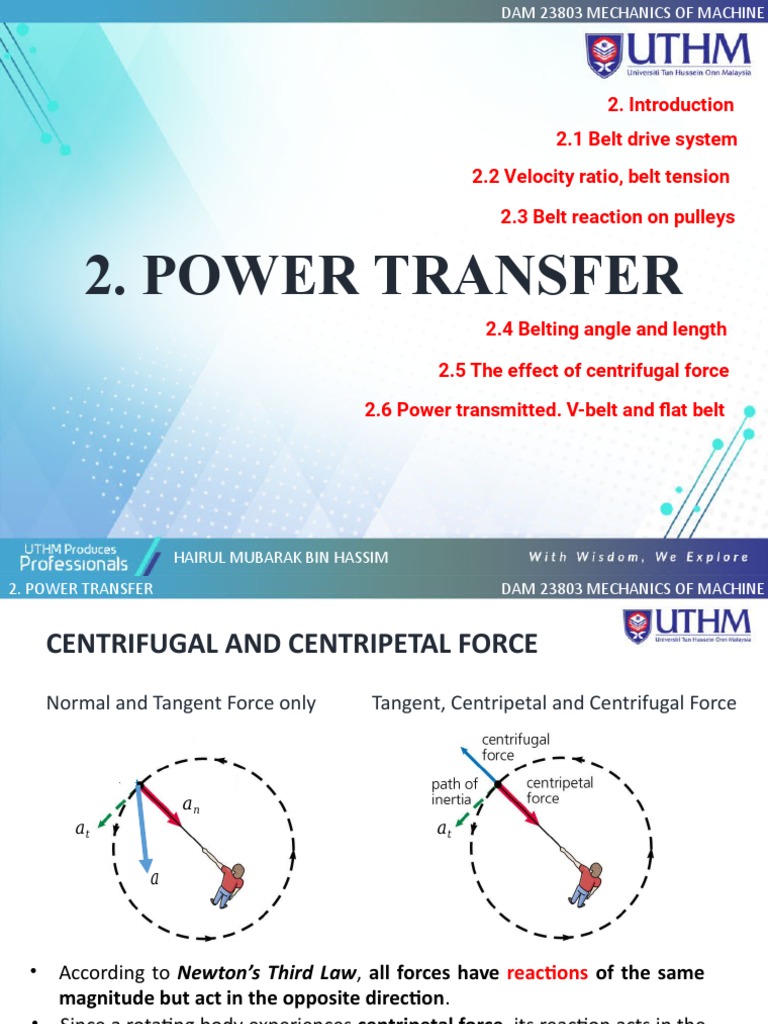 Power Transfer: 2.2 Velocity Ratio, Belt Tension 2.1 Belt Drive System | PDF | Belt (Mechanical ...