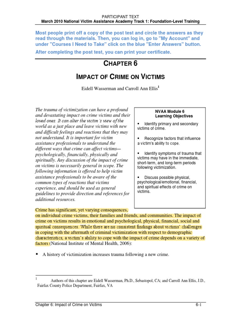 Impact of Crime on Victims | PDF | Psychological Trauma | Anxiety Disorder