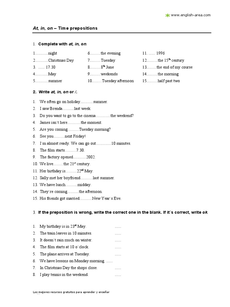 Free English Preposition Exercises | PDF