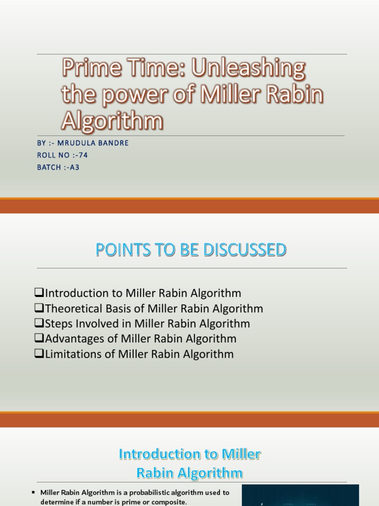 74 - Miller Rabin Algorithm | PDF
