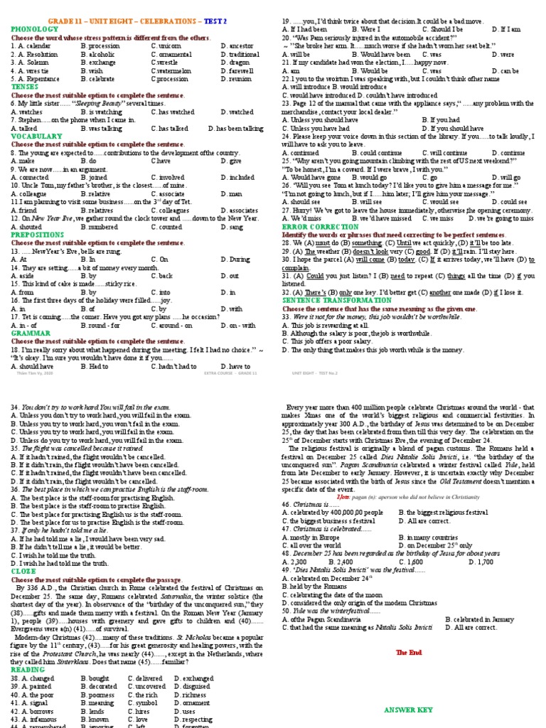59601.unit 8 - Practice Test 02 | PDF | Christmas | Observances