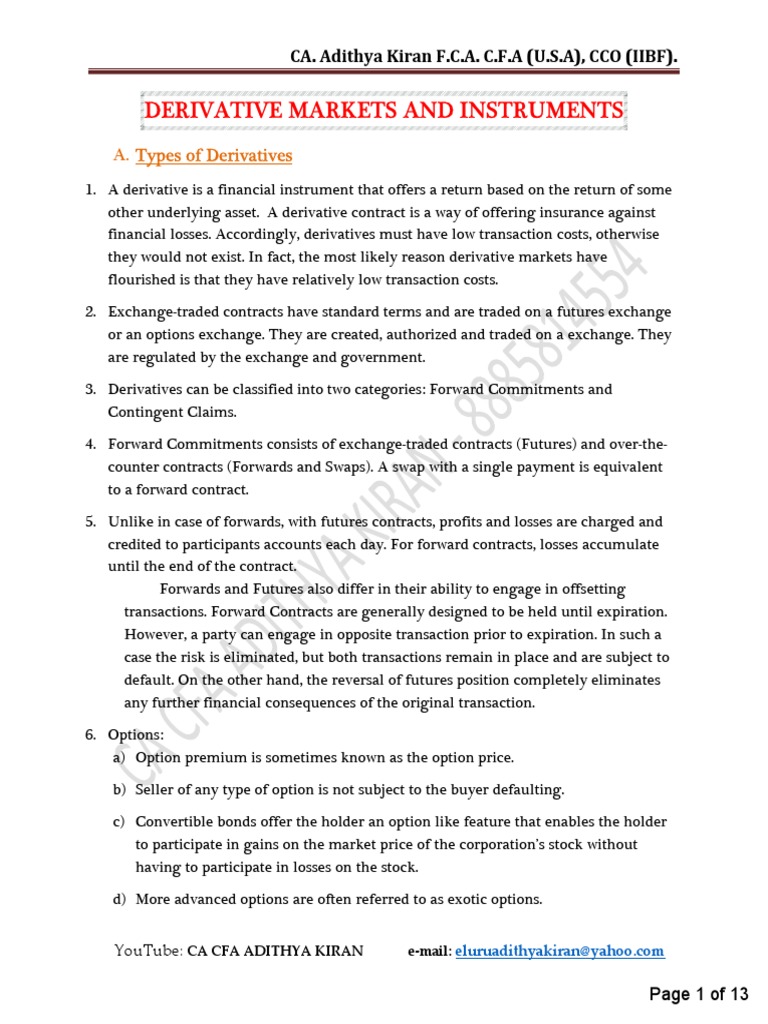 DERIVATIVES | PDF | Futures Contract | Derivative (Finance)