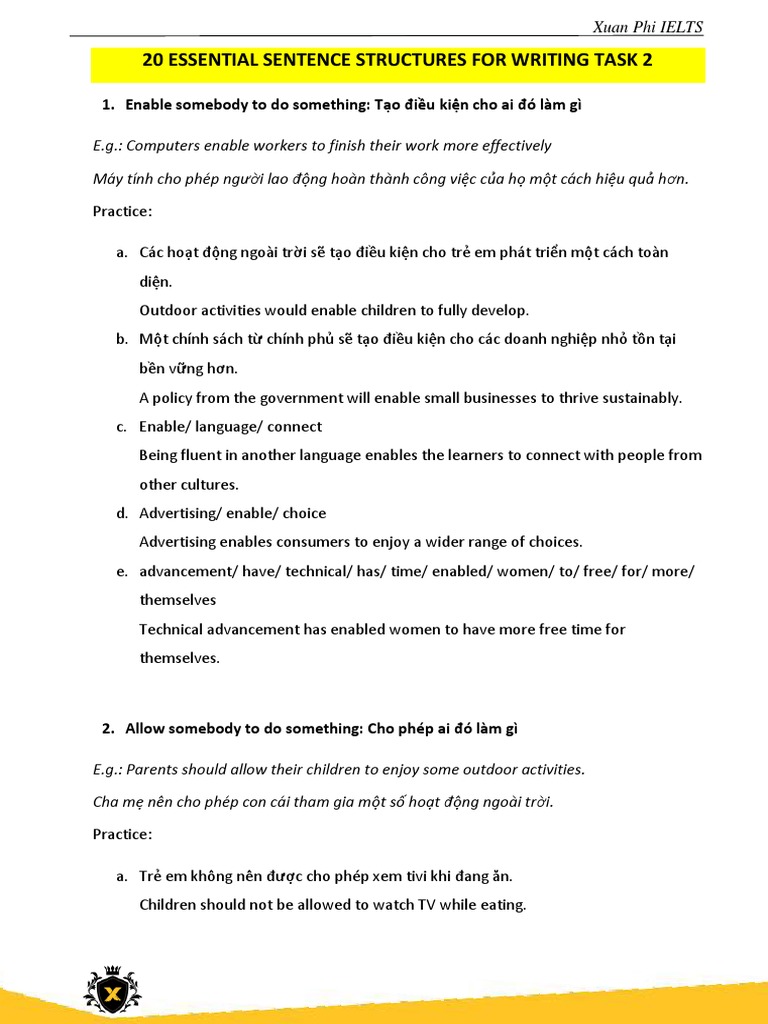 2. 20 ESSENTIAL SENTENCE STRUCTURES | PDF
