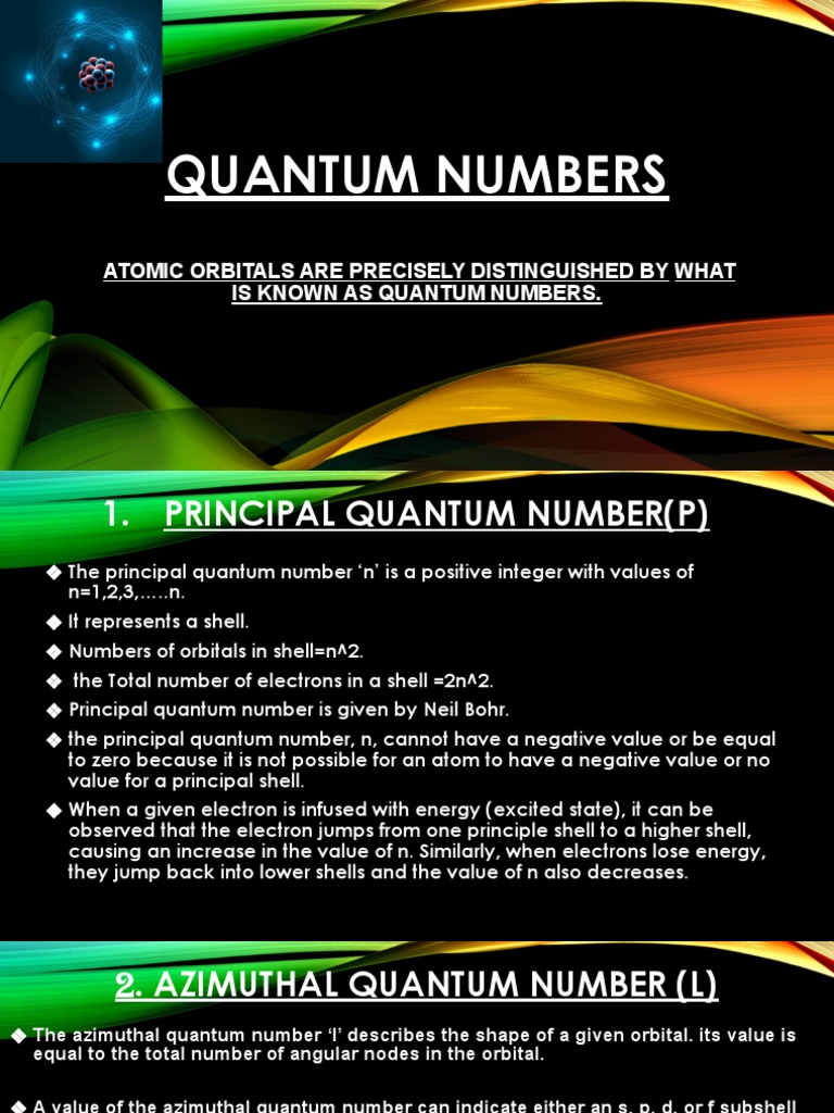 Chemistry Quantum Numbers | PDF | Atomic Orbital | Physical Chemistry