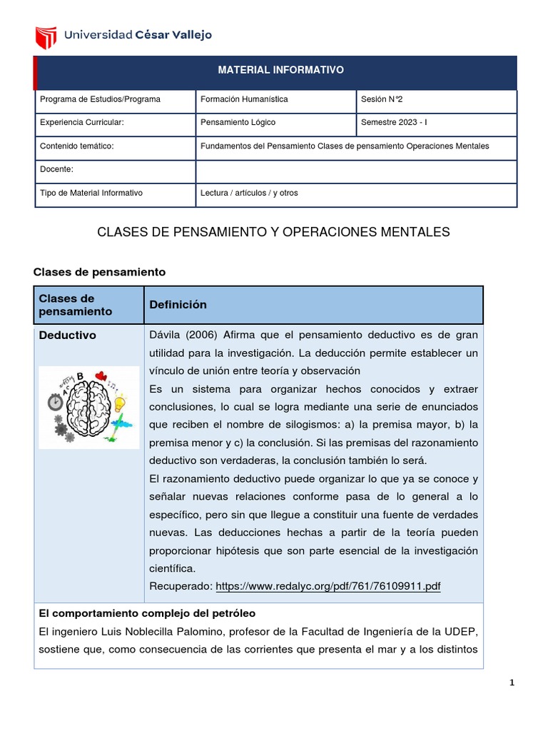 Material Informativo S02 | PDF | Razonamiento deductivo | Pensamiento