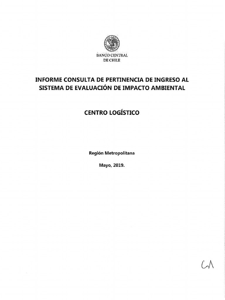 Consulta de Pertinencia SEIA BCCH 09052019 | PDF