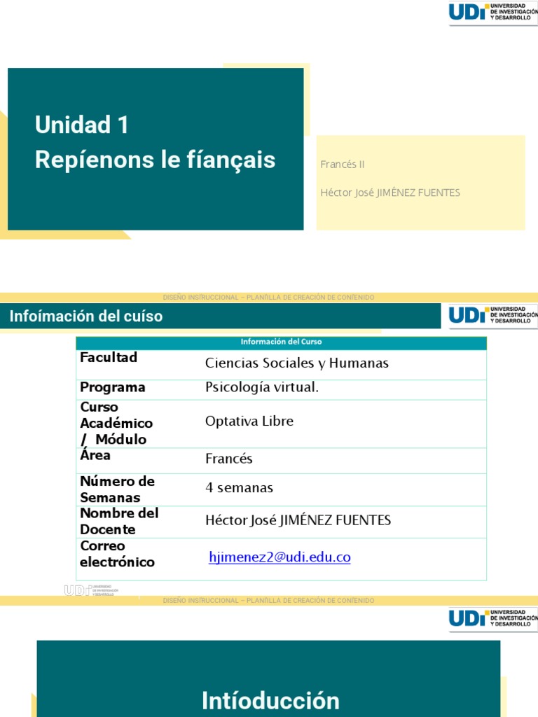 Unidad No. 1 Francés 2 | PDF