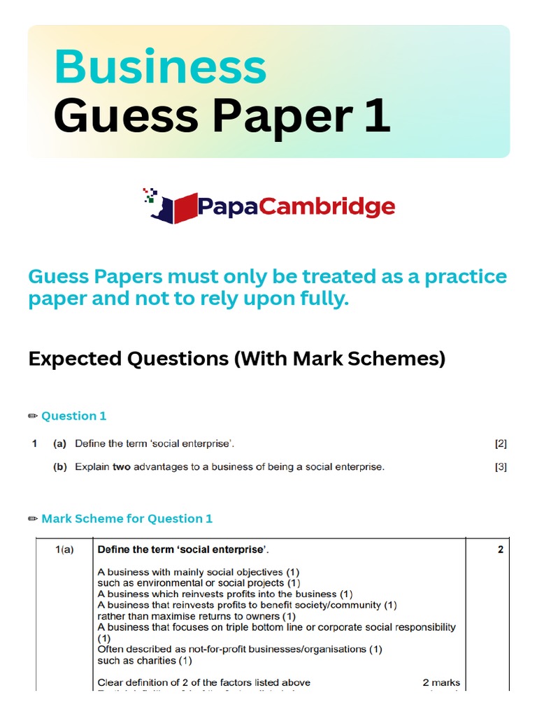 Business Exam Guess Paper Guide | PDF | Career & Growth