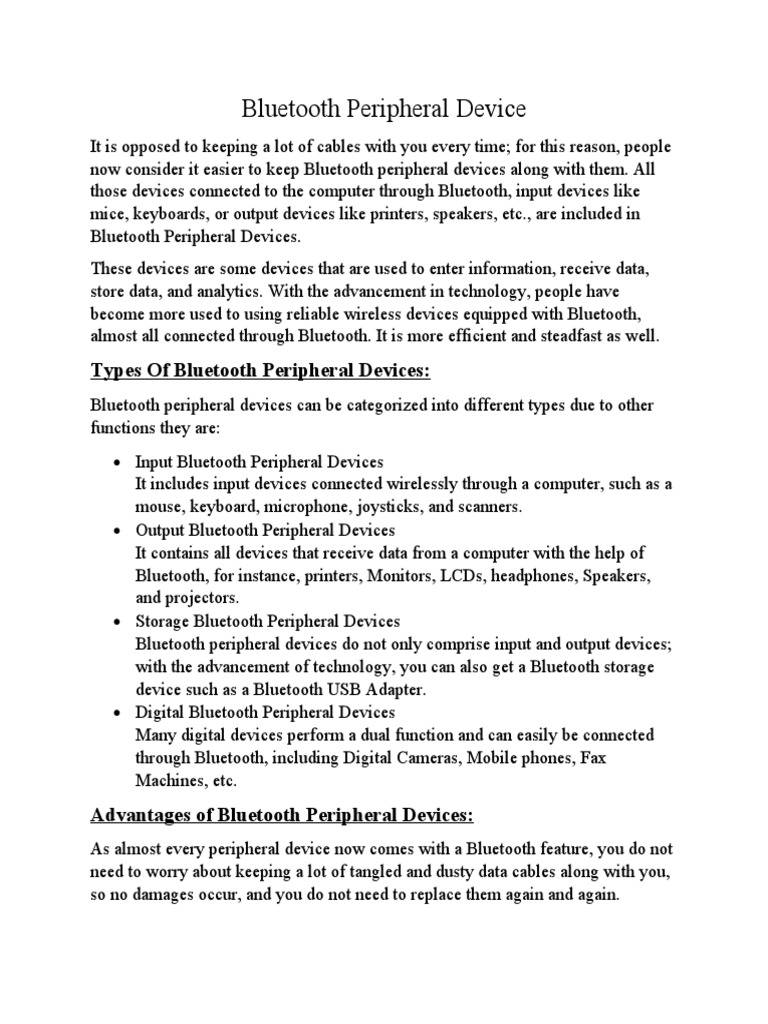 Bluetooth Peripheral Device | PDF | Bluetooth | Usb