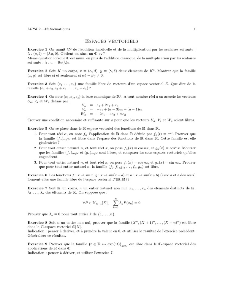 Endomorphismes et espaces vectoriels | PDF | Espace vectoriel ...