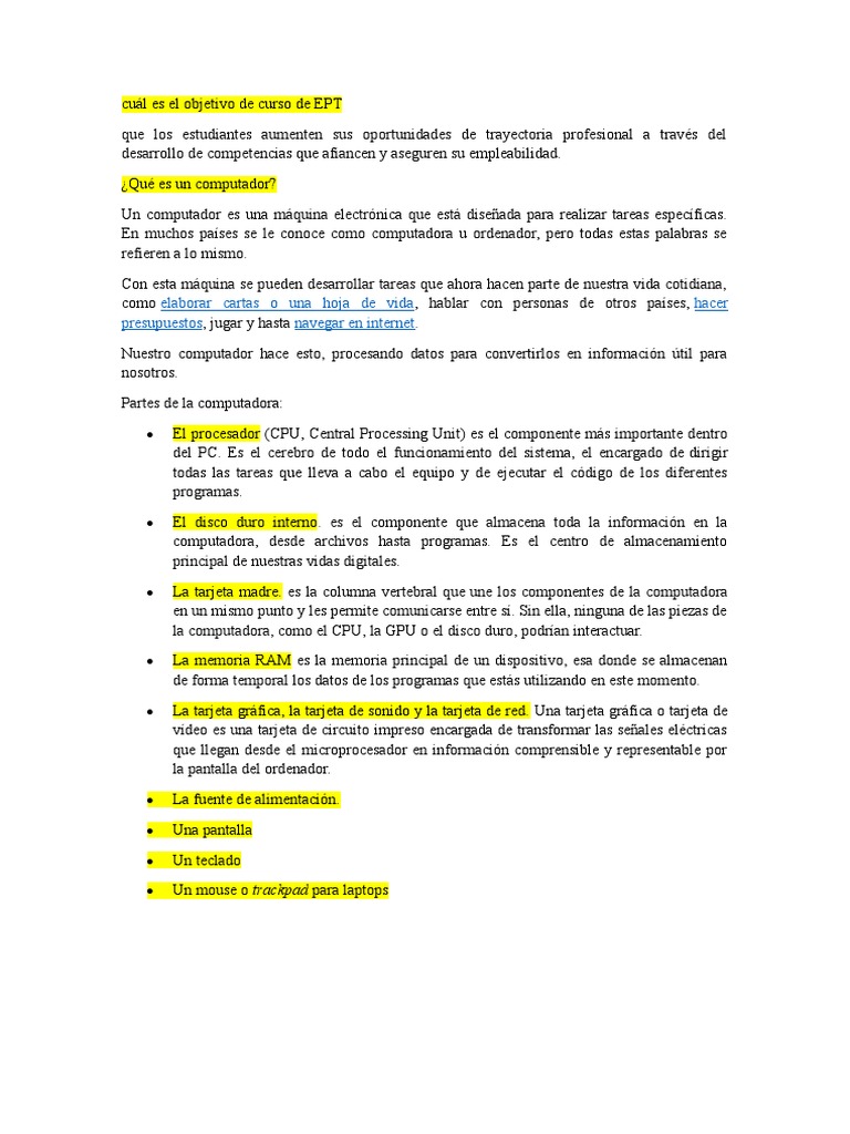 Ept 3 Grado | PDF | Microprocesador | Almacenamiento de datos de la ...