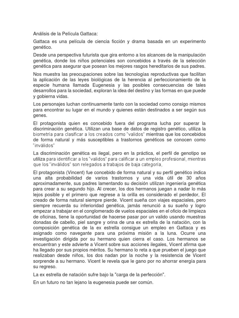 Analisis Pelicula Gattaca | PDF