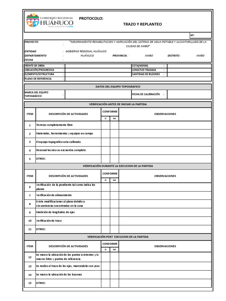 Protocolo Trazo y Replanteo V0 | PDF | Topografía