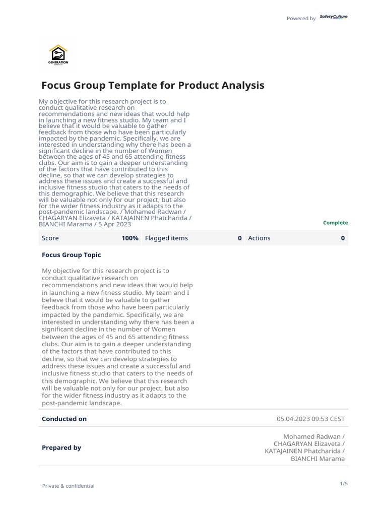 Focus Group Template For Product Analysis: Score | PDF | Physical ...