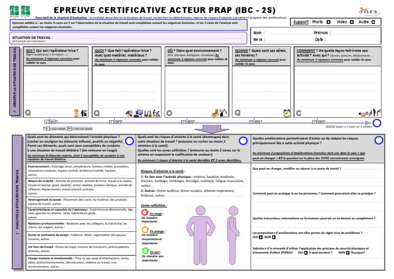 Évaluation Certificative Acteur PRAP 2S | PDF