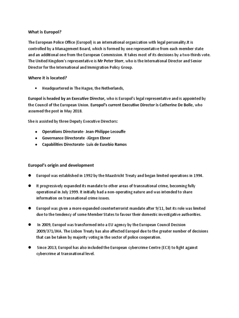Overview of Europol's Role and Structure | PDF | Crime & Violence | Crimes