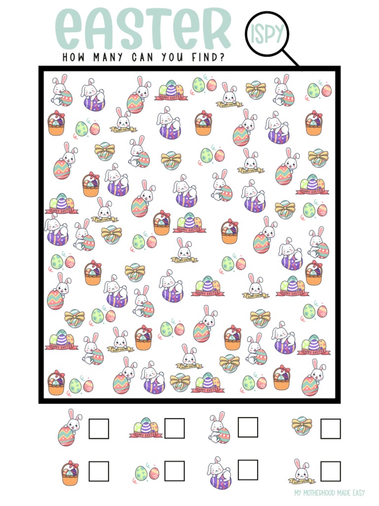 Easter Ispy Game Sheet Printable With Answer Key | PDF