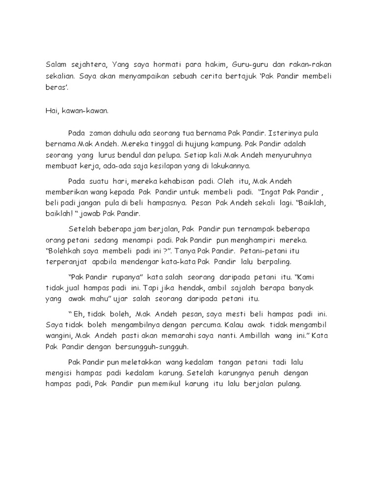 TEKS Pak Pandir Membeli Padi | PDF