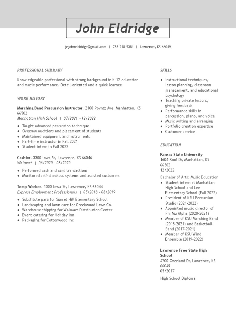 John Eldridge Resume 2023 | PDF | Learning | Behavior Modification