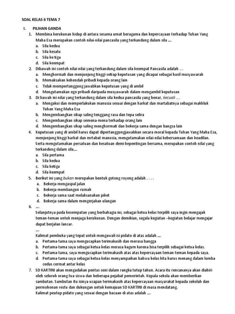 Soal Kelas 6 Tema 7 | PDF