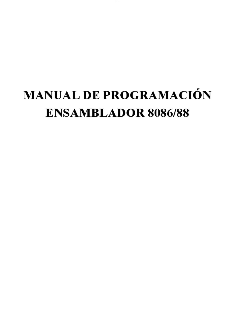 Manual de Programación Ensamblador 8086 | Descargar gratis PDF | Lenguaje ensamblador | Programación